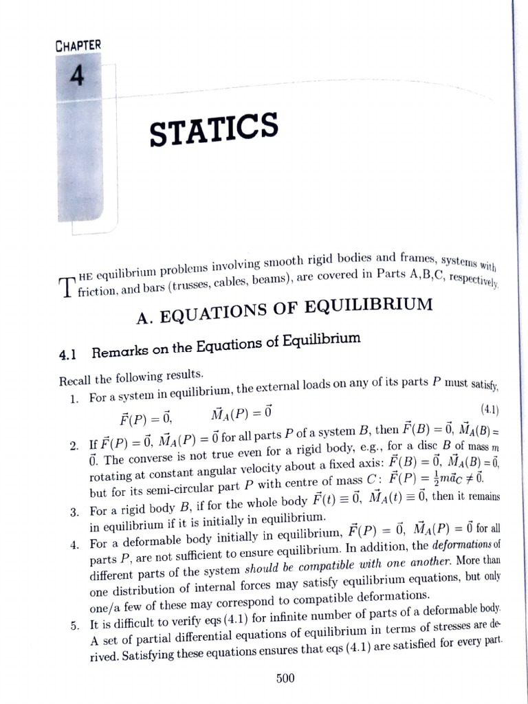 Ch-4 Statics (PC Dumir) - Soumya Patel | PDF