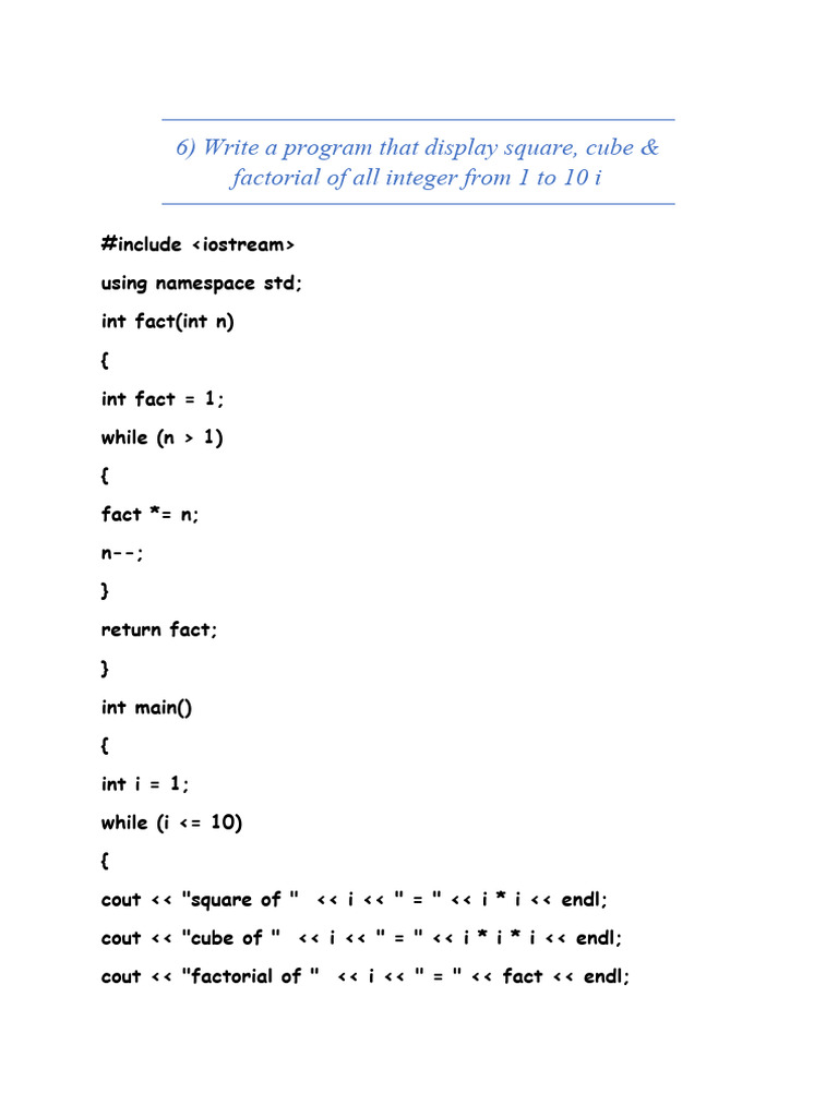 Dhruvik Tank C++ Practical 6 To 10 | PDF | Namespace | Computer Programming