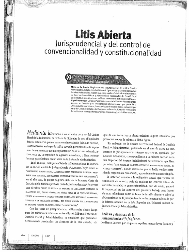 Litis Abierta Jurispruedencial y Del Control de Convencionalidad y ...