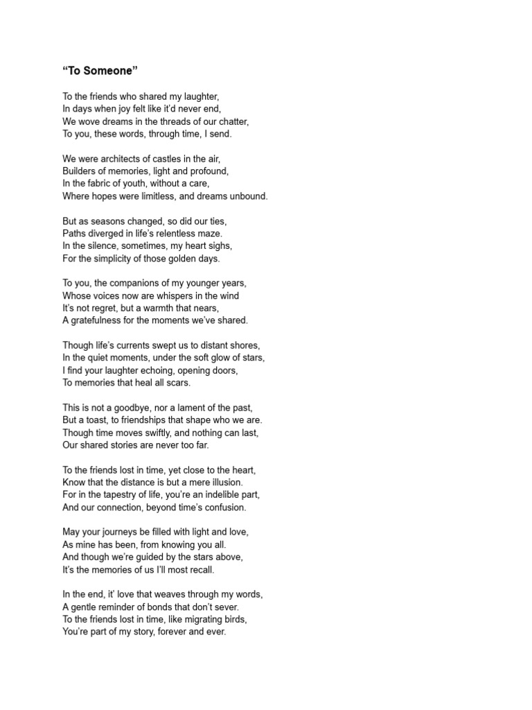 Chapbook Edit - "To Someone - Poem | PDF | Poetry | Metaphor