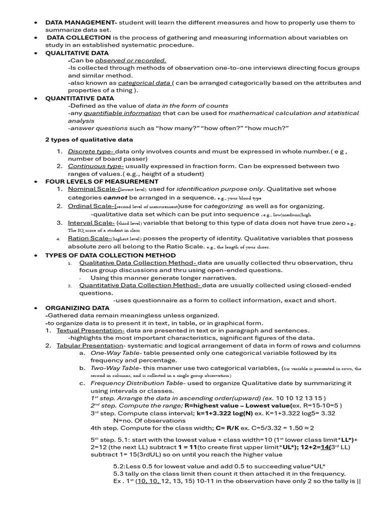 MMW Midterm Reviewer | Download Free PDF | Level Of Measurement | Statistics