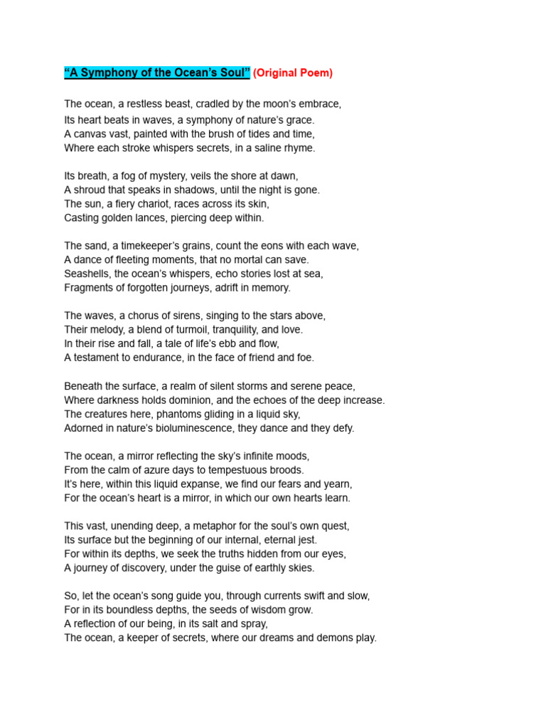 Chapbook Edit - Figurative Language | PDF | Oceans | Poetry