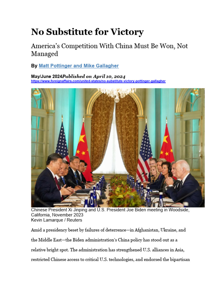 Foreing Affair - No Substitute For Victory | PDF | Zbigniew Brzezinski | China