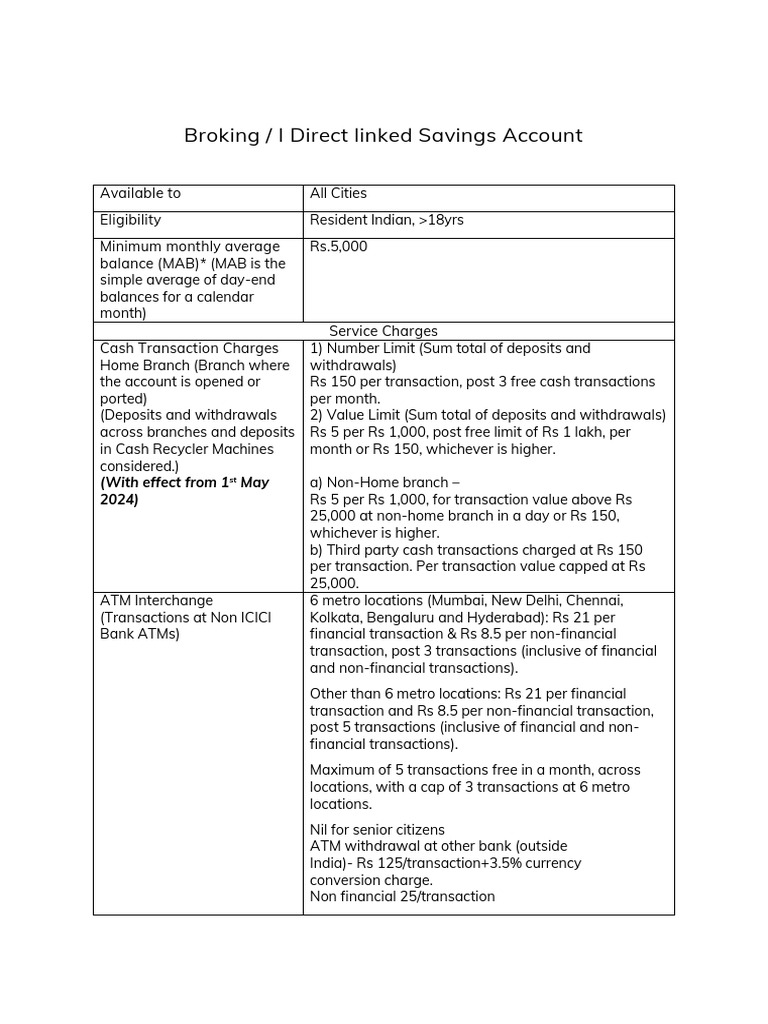 Broking Idirect Linked Savings Account | PDF | Debit Card | Cheque