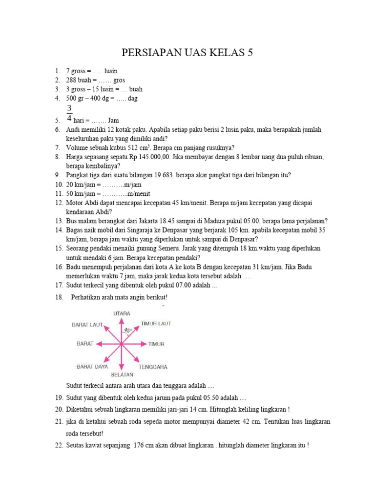 Kls 5 SMT 2 Persiapan Uas 2 | PDF