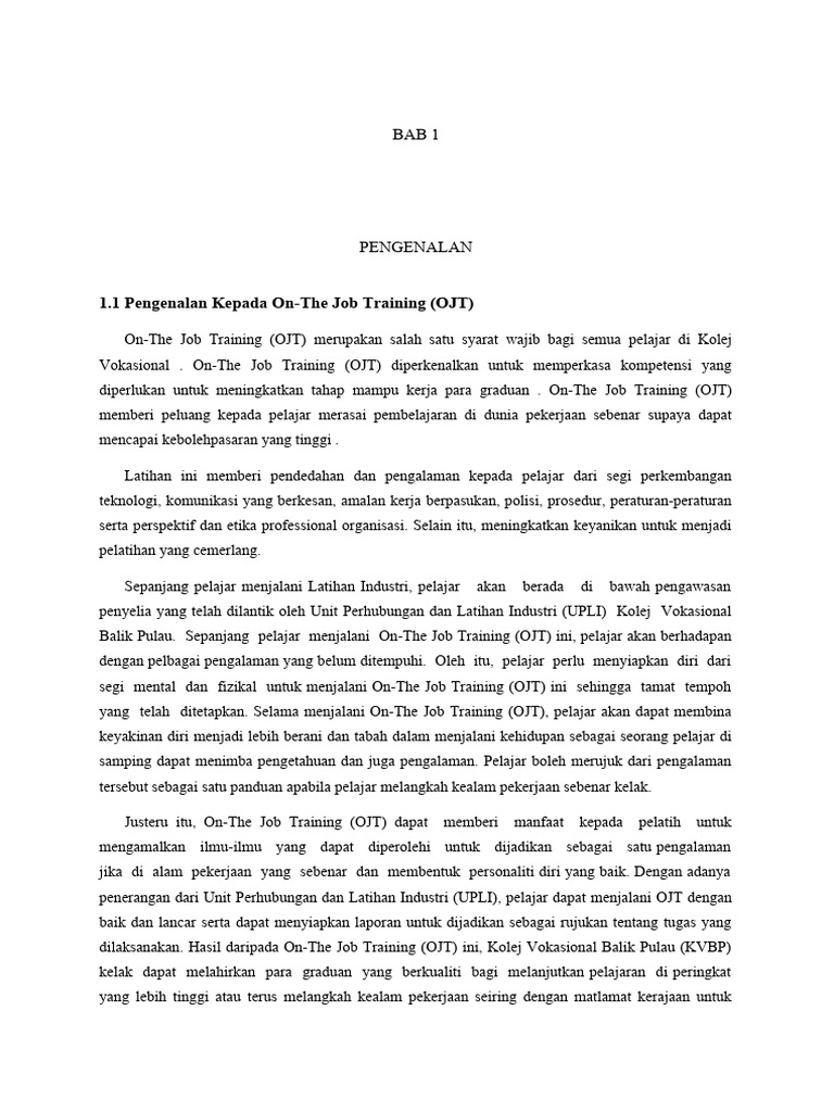 Laporan Akhir Ojt | PDF