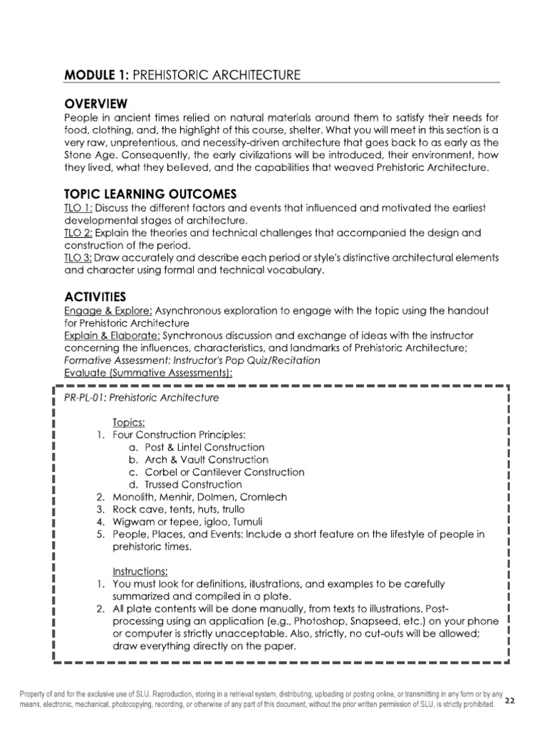 MODULE 1 - Prehistoric Architecture | PDF | Teaching Methods & Materials | Computers