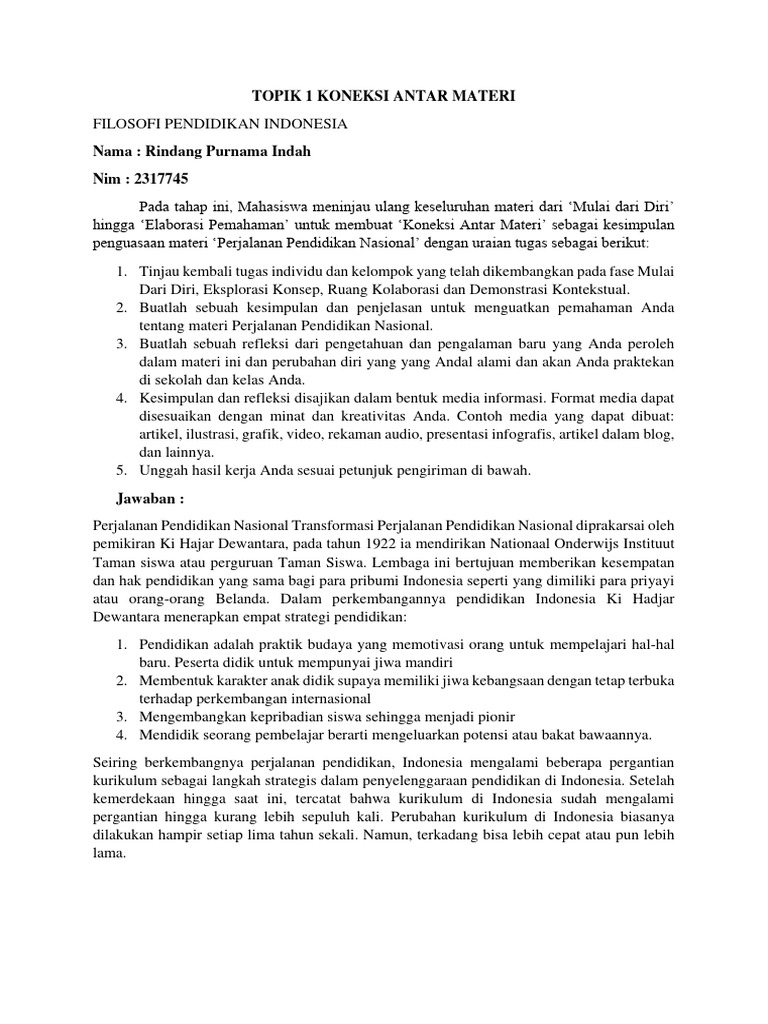 Topik 1 Koneksi Antar Materi | PDF