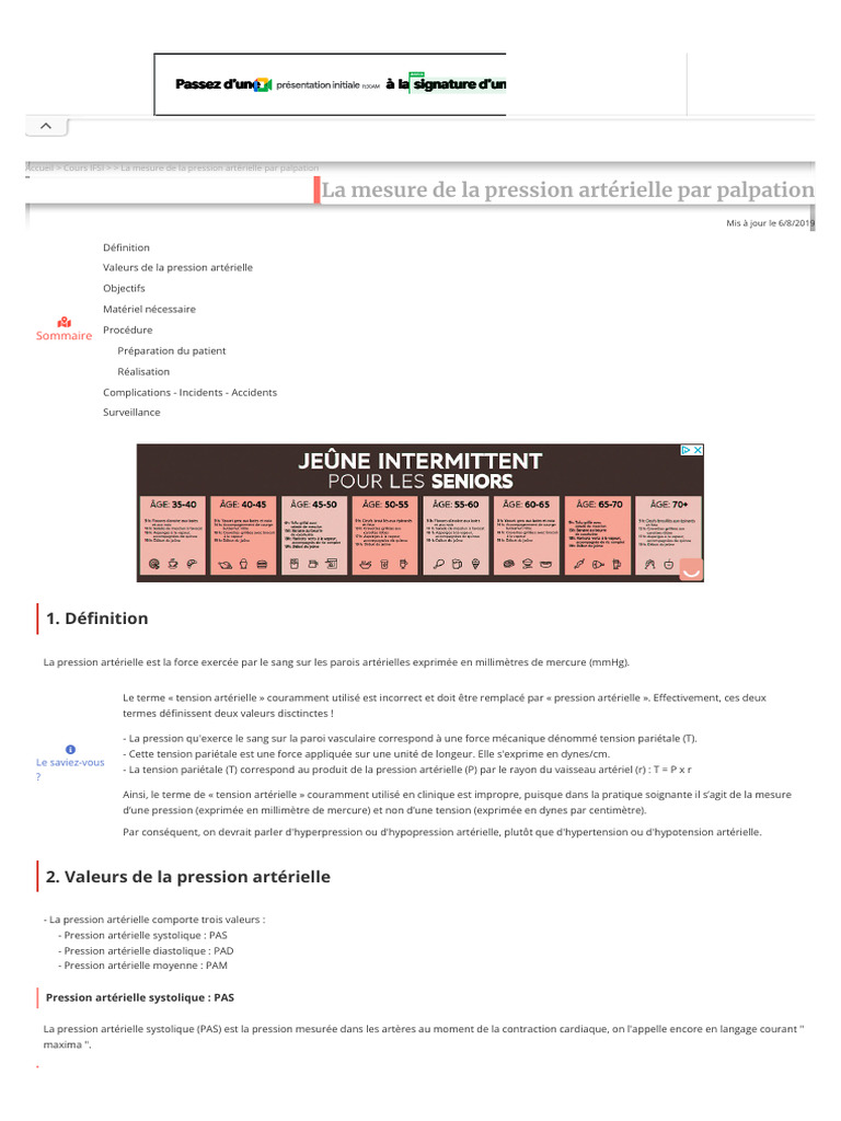 Calcul de la pression artérielle moyenne | PDF | Tension artérielle ...