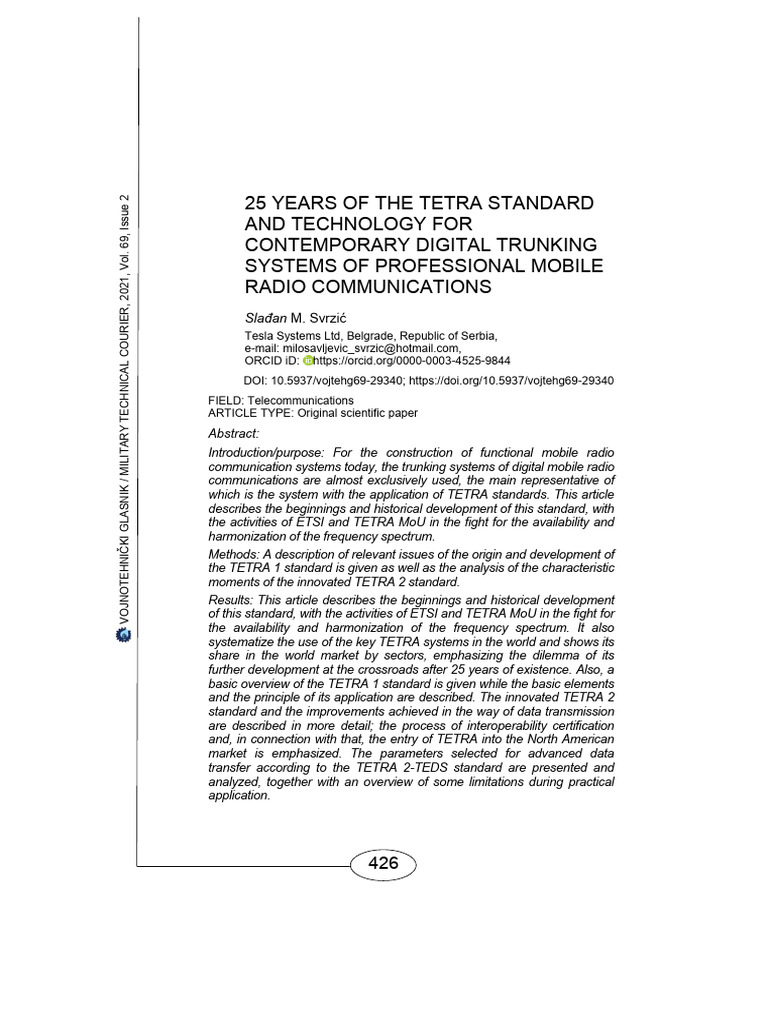 25 Years of The TETRA Standard and Technology For | PDF | Radio | Radio ...