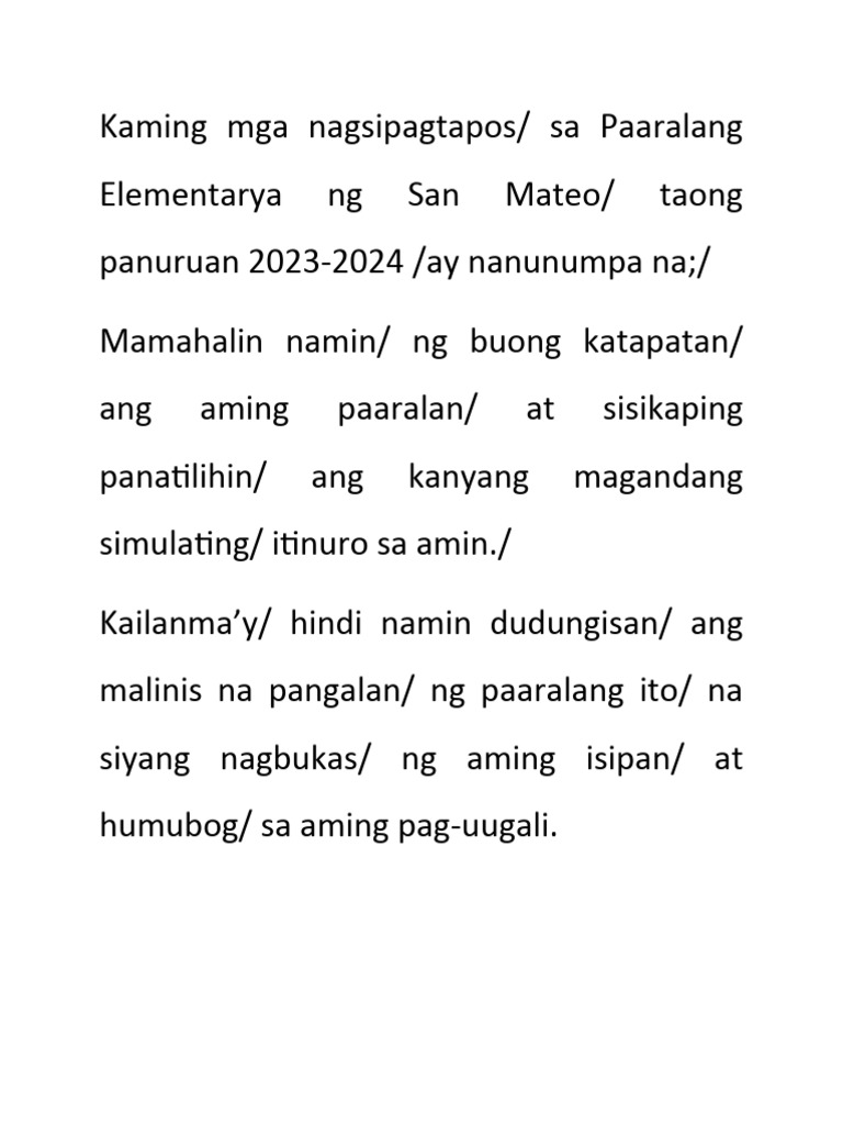 Panunumpa NG Nagsipagtapos | PDF