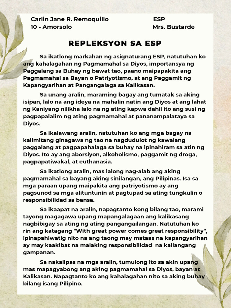 ESP Repleksyon | PDF
