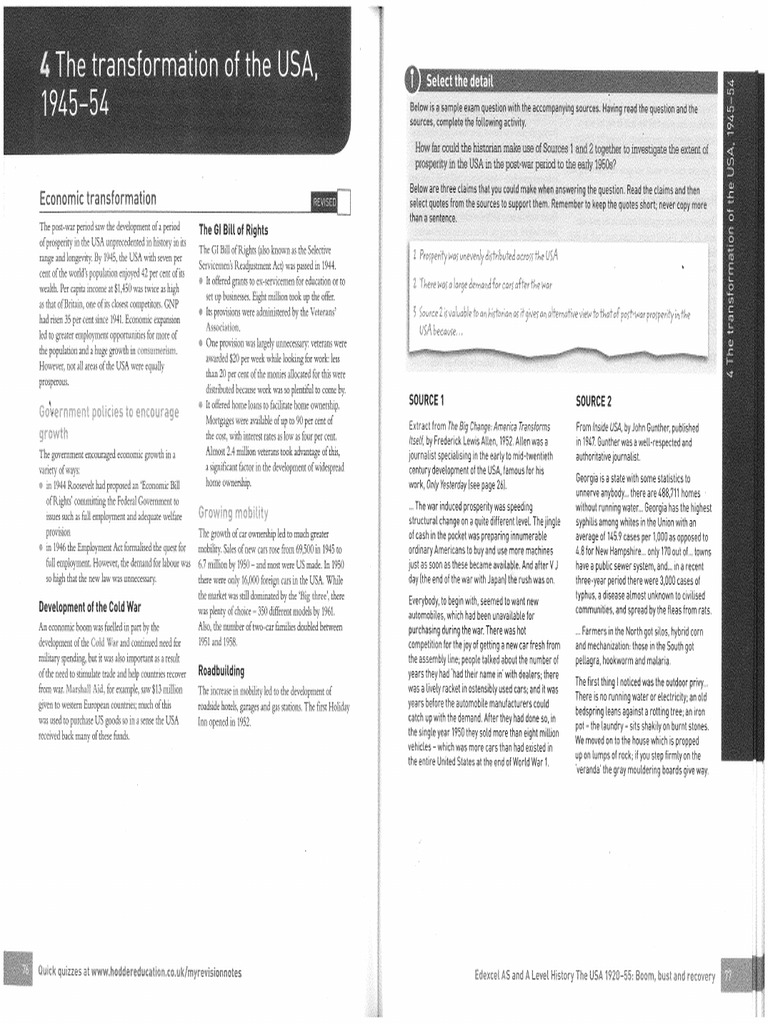 USA Revision Guide Part 2 (Section 4. Transformation of USA) | PDF