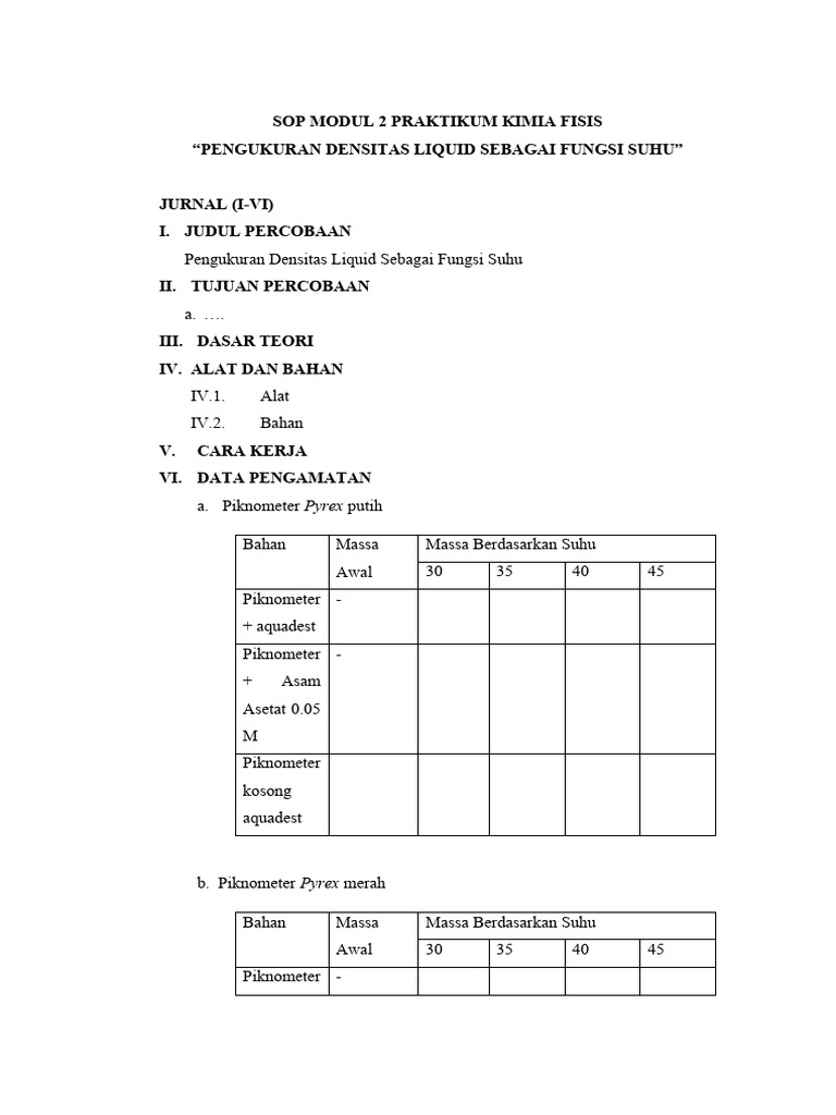 SOP MODUL 2 PRAKTIKUM KIMIA FISIS (Kel 4) | PDF