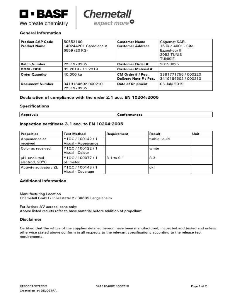 Gardolene V 6559 | PDF