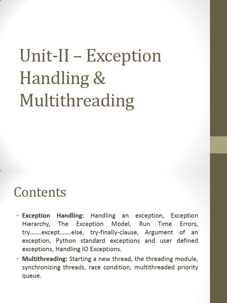 Unit Ii Exception Handling Pdf Thread Computing Python Programming Language 3154