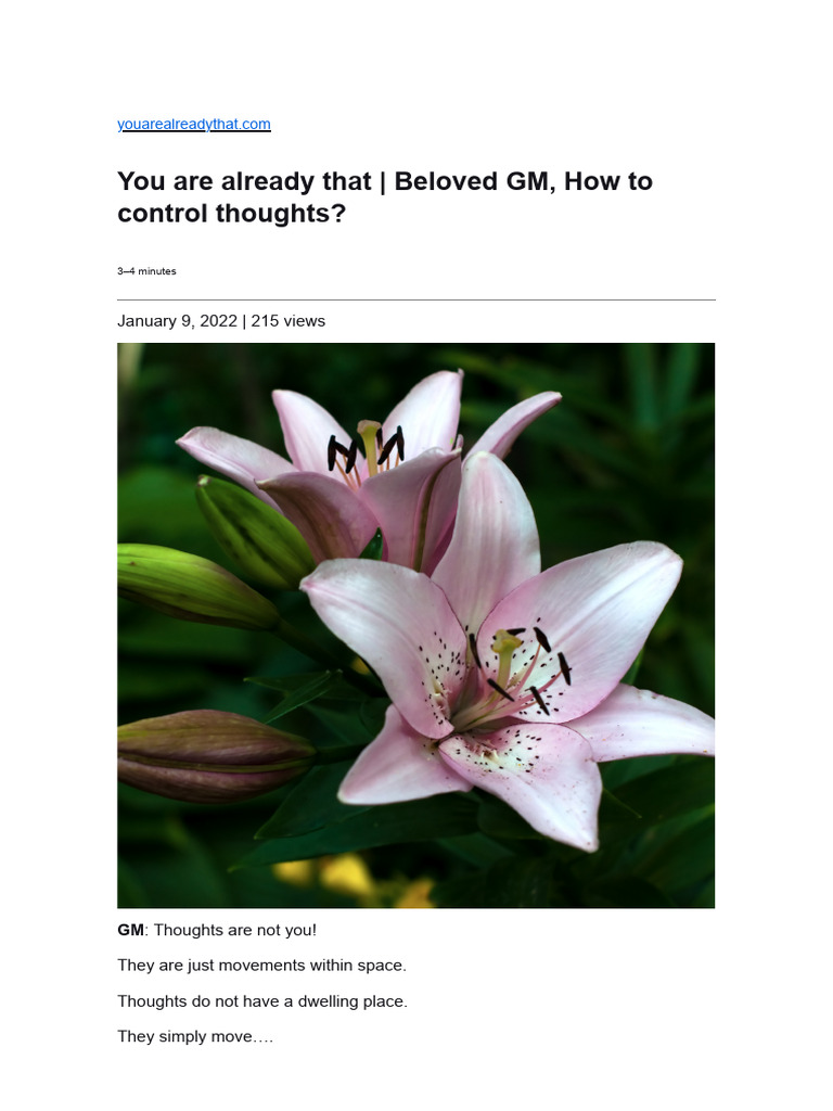 How To Control Thoughts | PDF