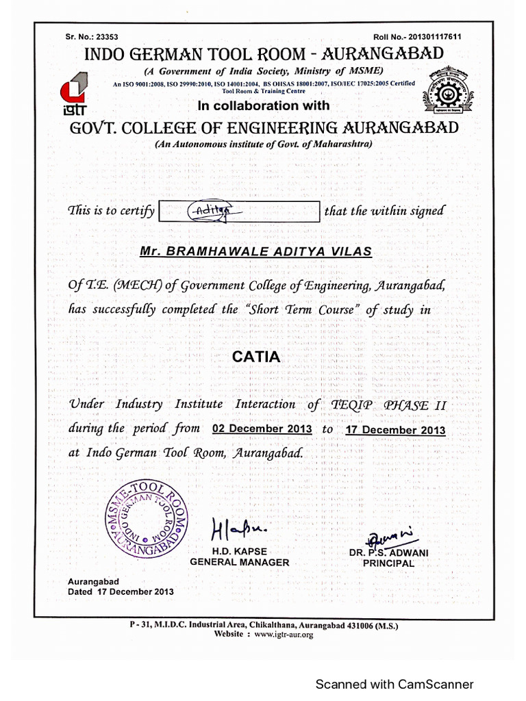 CATIA Certificate | PDF