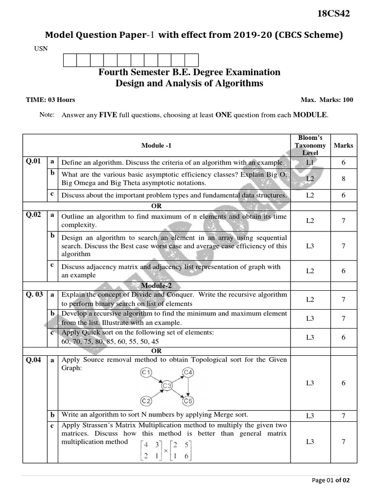 @vtucode - Com 2018 Scheme Model Set 1 Paper 4th Semester | PDF ...