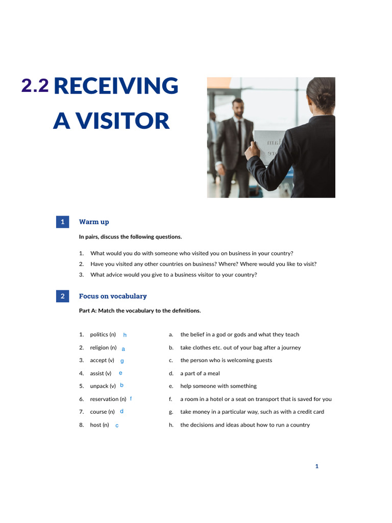 2.2 Receiving A Visitor | PDF