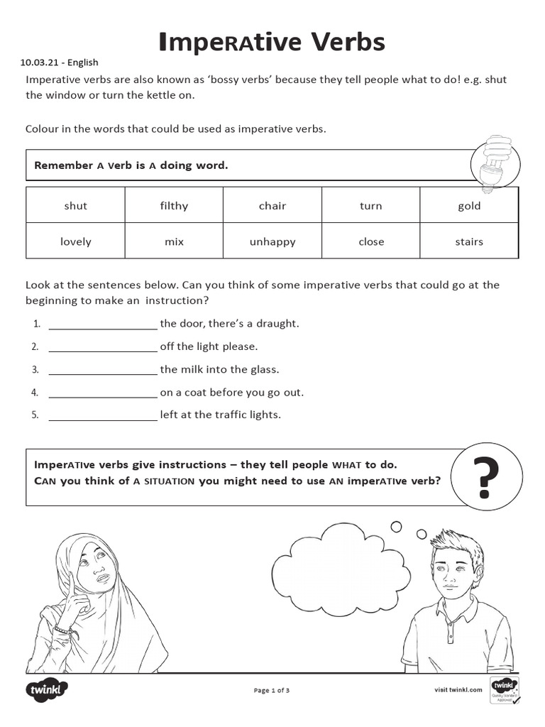 10 - 03 - 21 - Wednesday Imperative Verbs Worksheet | Download Free PDF ...