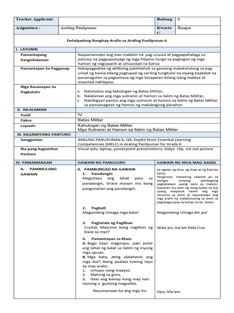 DLP- AP Grade 6 Quarter 4 Part 1 | PDF