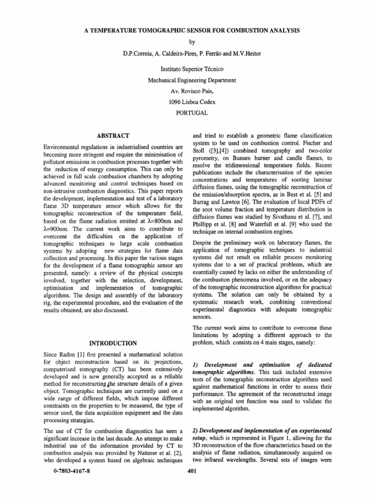 3D Temperature Sensor for Combustion Analysis | PDF | Absorption ...