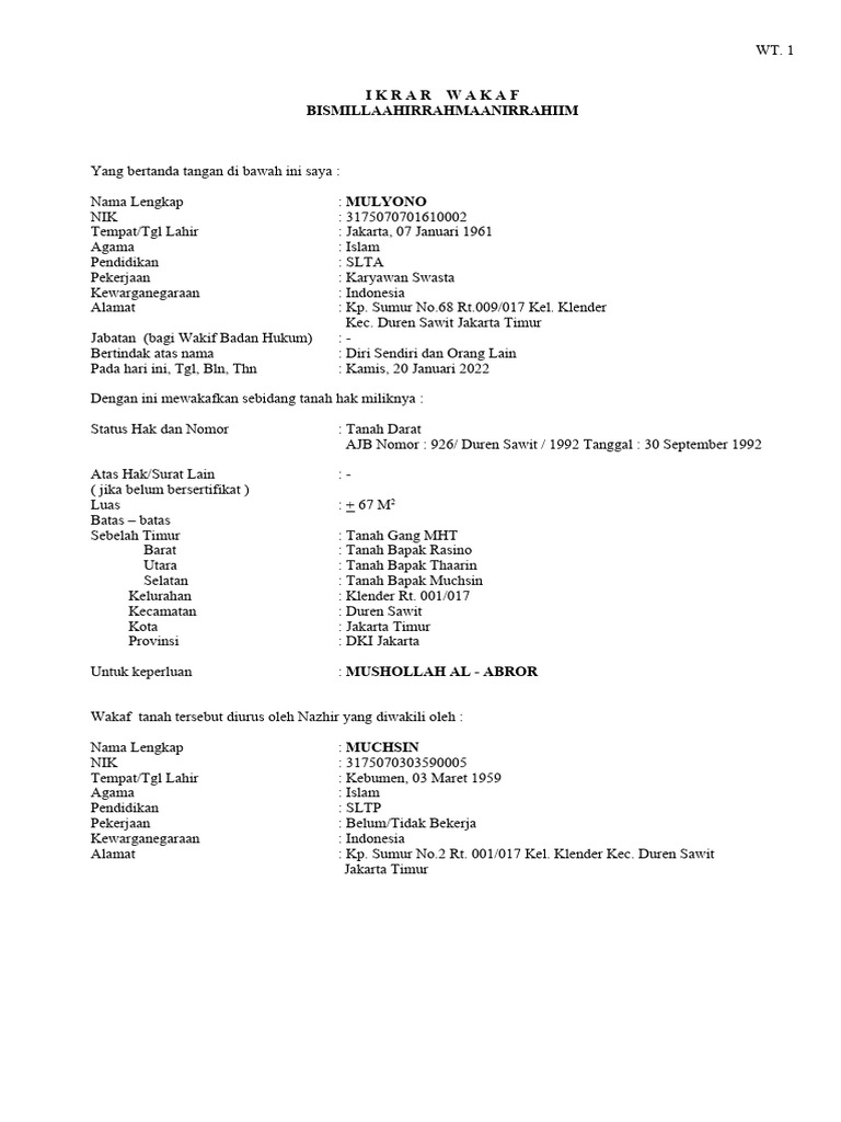 Aiw Mushollah Al-Abror 67 M2 | PDF