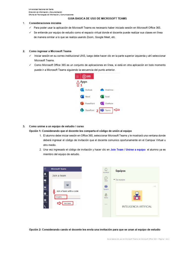 03.Guia Basica Uso de Microsoft Teams Para Estudiantes | PDF ...