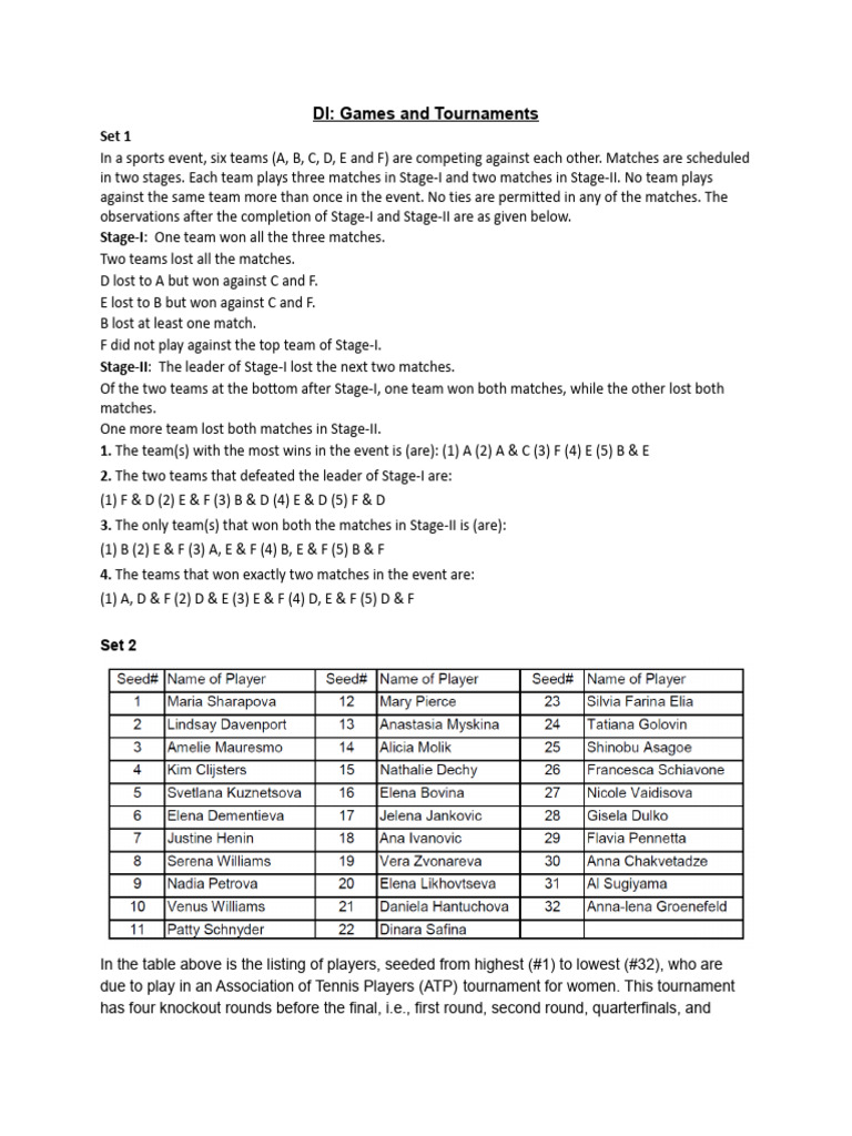 DI - Games and Tournaments | PDF | Sports | Sports Competitions