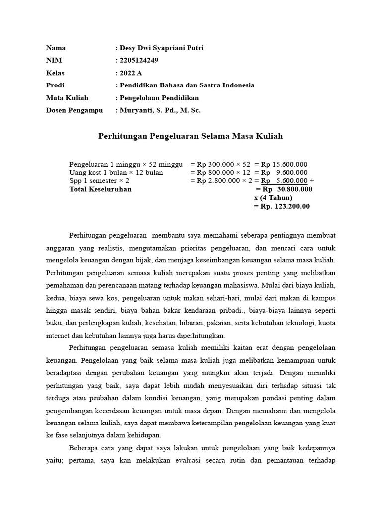 DESY DWI SYAPRIANI (2205124249) - 2022 A - PENGELOLAAN PENDIDIKAN - PDF | PDF