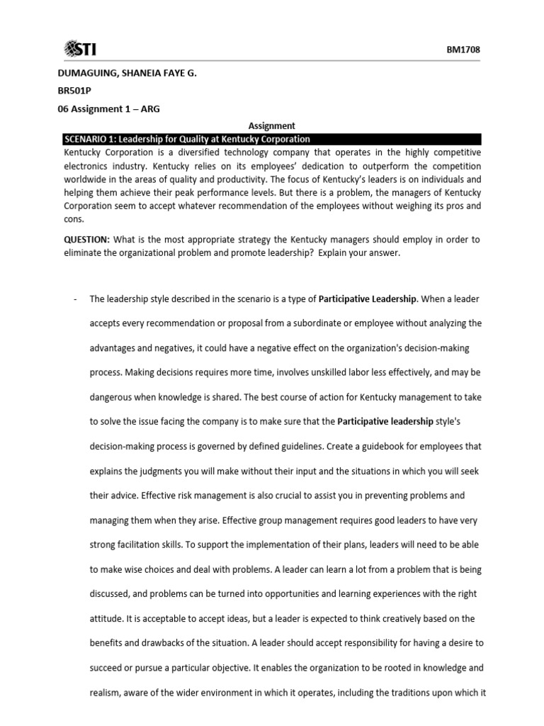 06 Assignment 1 - ARG | Download Free PDF | Leadership | Goal