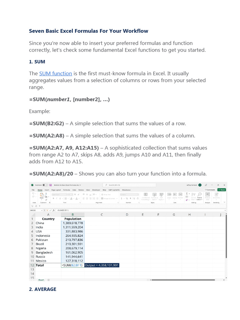 Excel Basic Part 1 | PDF | Spreadsheet | Applied Mathematics