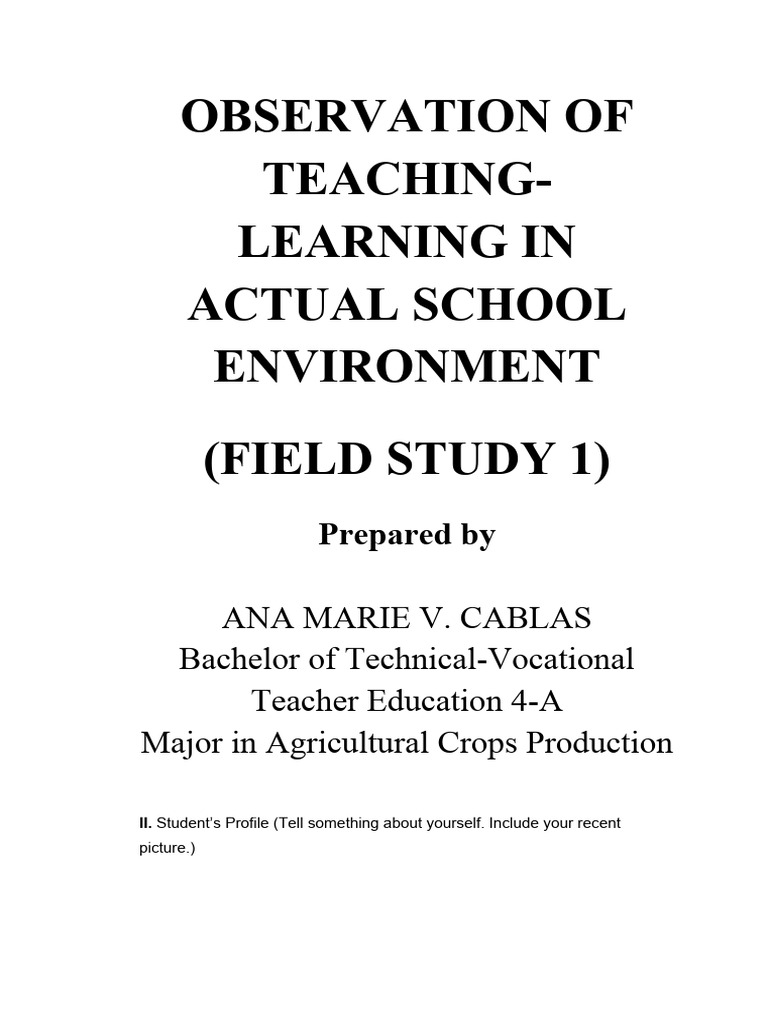 Fffield Study 1 For Printing | Download Free PDF | Classroom | Learning