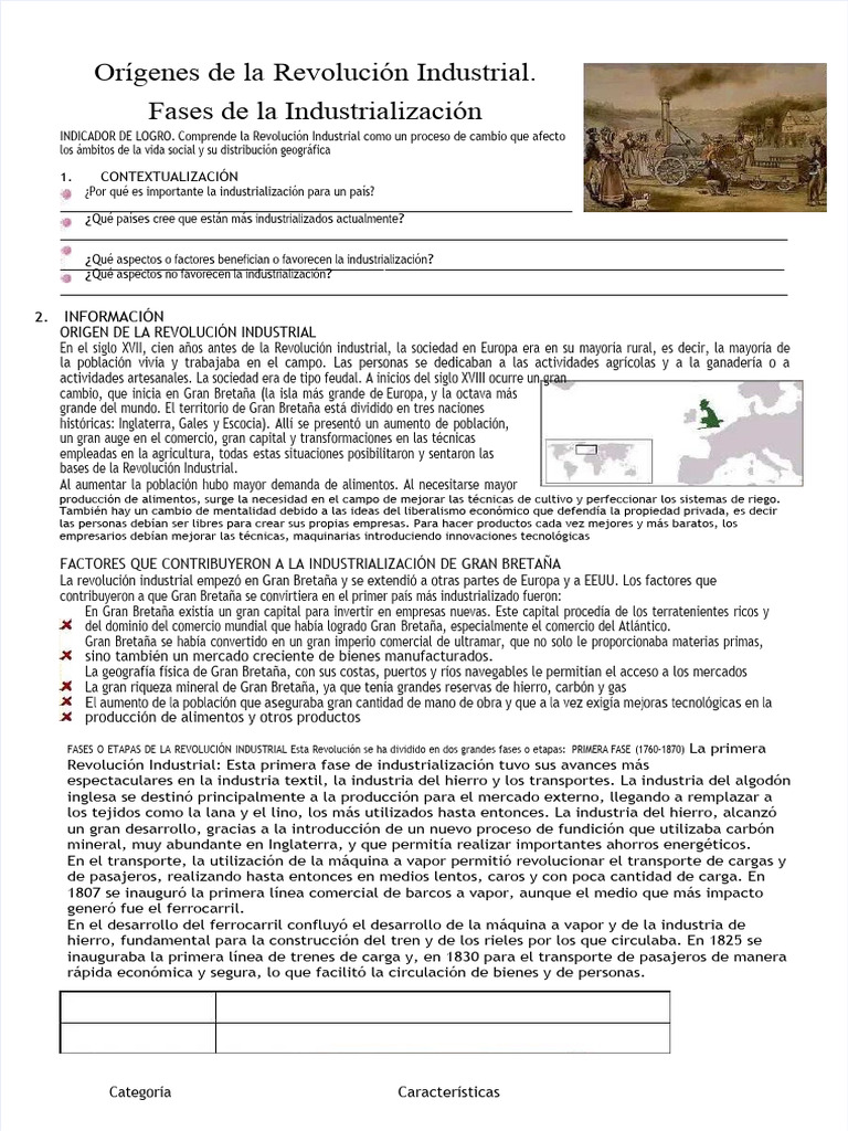 Orígenes y Fases de la Revolución Industrial | PDF | Revolución ...