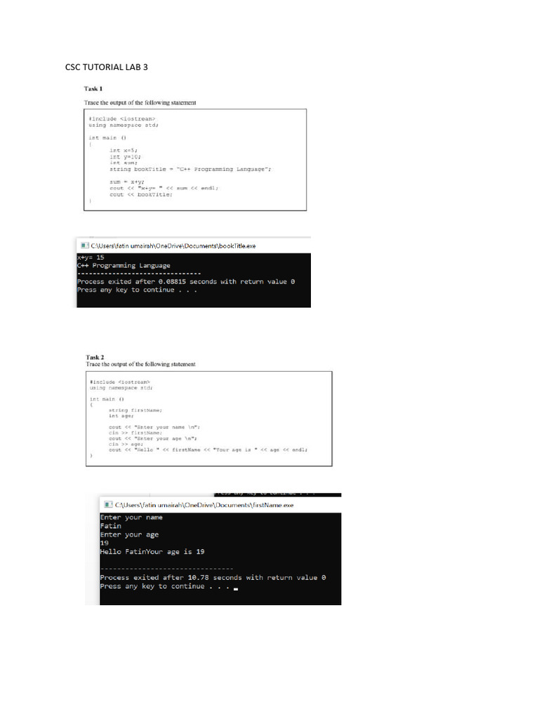 Csc126 Lab3 | PDF | Computers