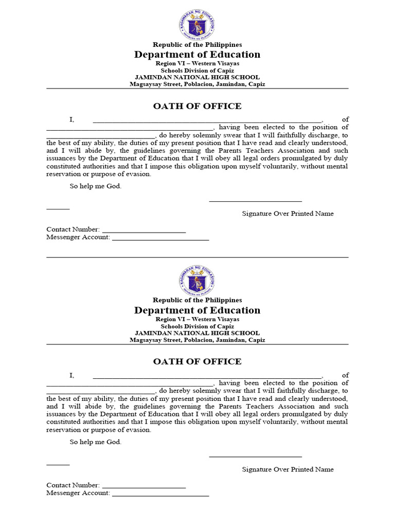 Oath of Office Homeroom | PDF | Oath Of Office | Government