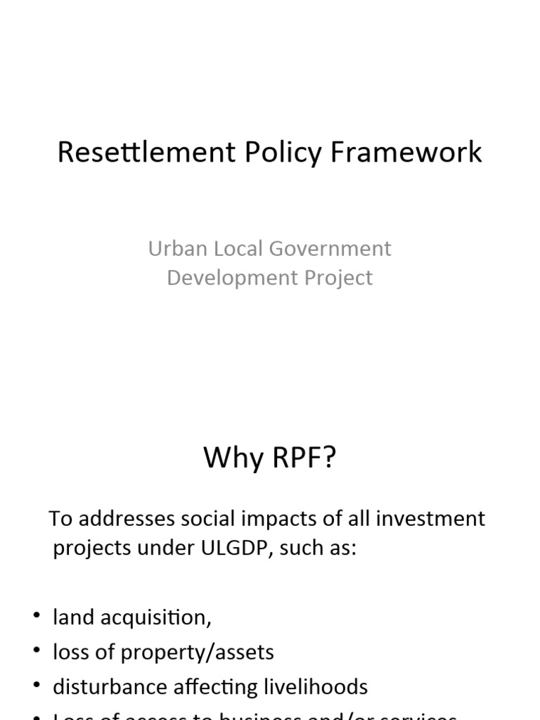 PPP Resettlement Policy Framework | Download Free PDF | Regulatory ...
