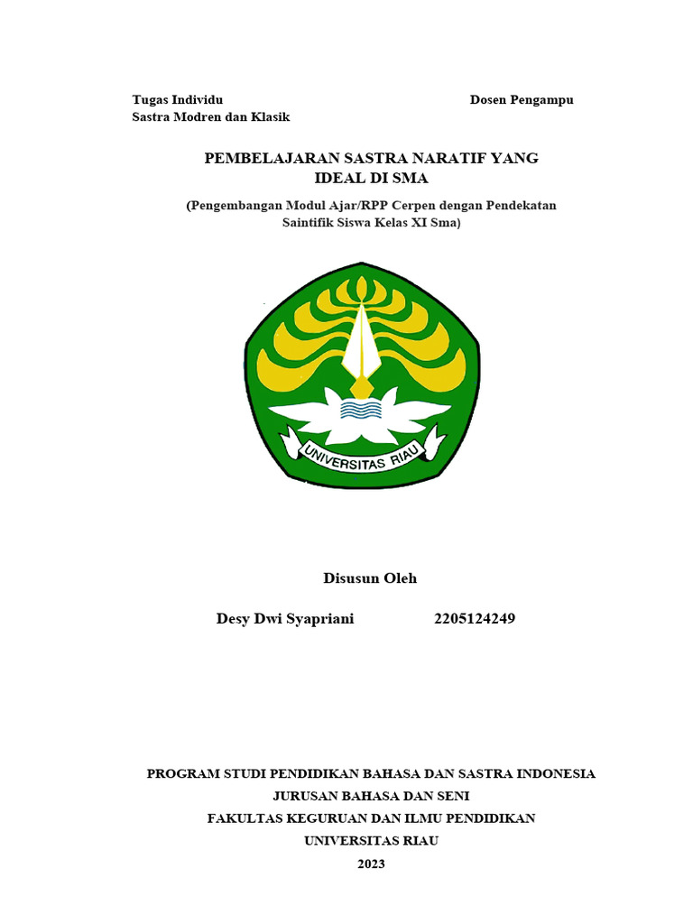 Makalah Sastra Modren Desy Dwi Syapriani | PDF
