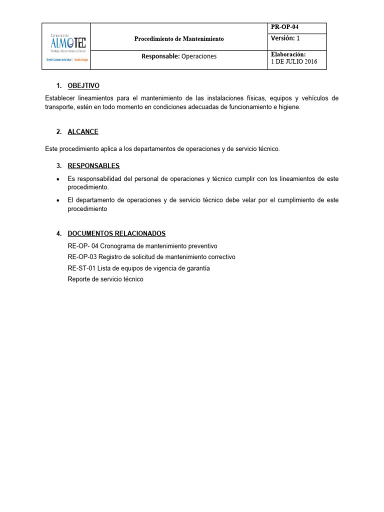 Procedimiento de Mantenimiento Eficiente | PDF | Calibración | Business
