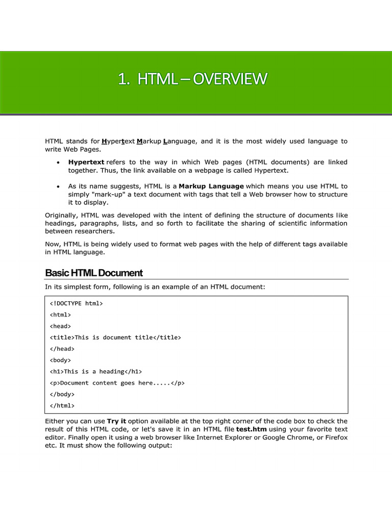 HTML Overview | PDF HTML Overview | PDF