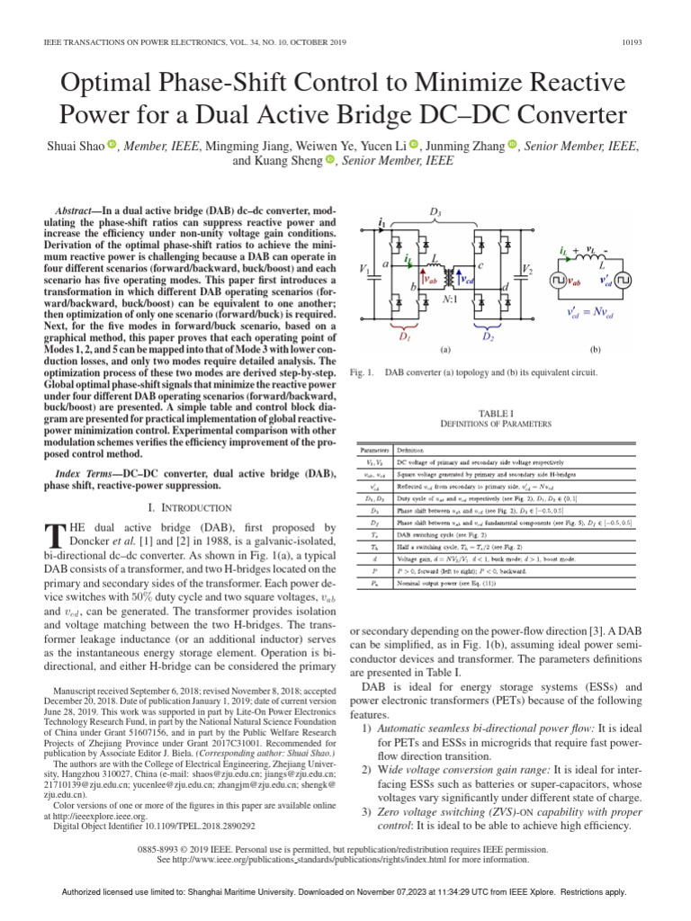 Optimal Phase-Shift Control to Minimize Reactive Power ForDAB 邵帅 ...