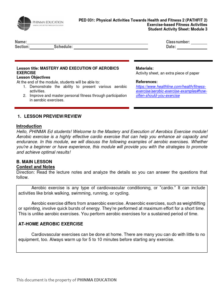 PED 031 SAS Module 3 | PDF | Physical Fitness | Aerobic Exercise