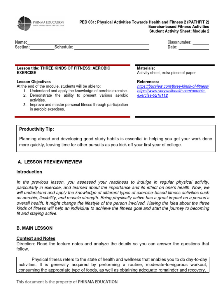 PED 031 SAS Module 2 | PDF | Aerobic Exercise | Physical Fitness