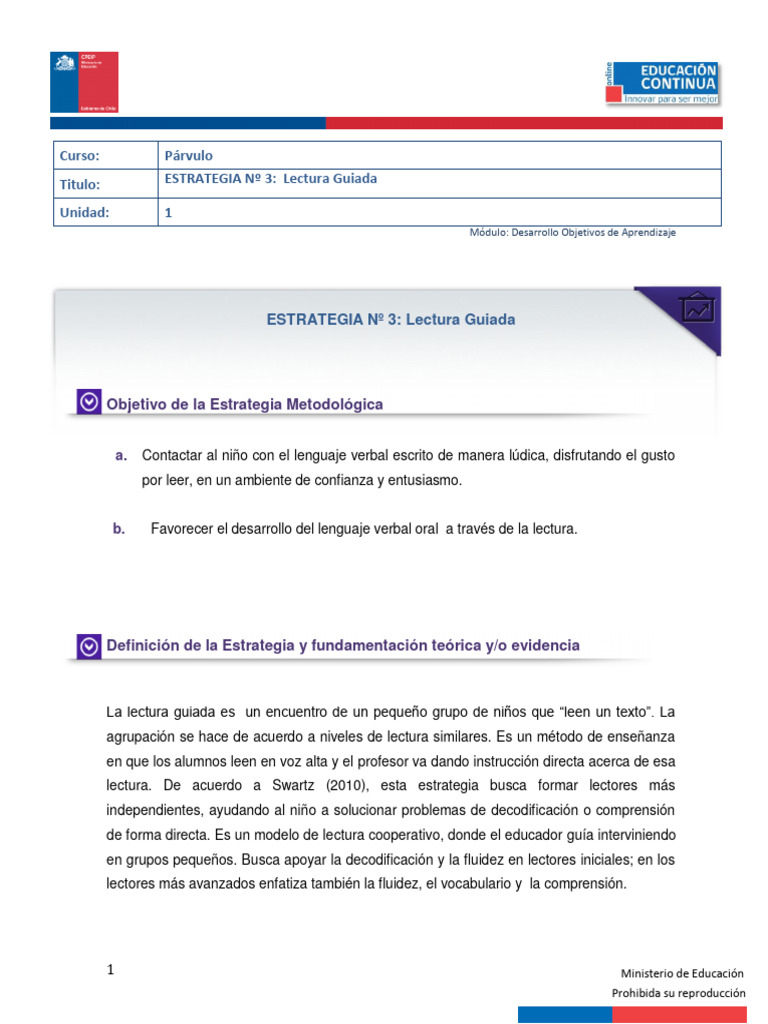 Estrategia 3 Lectura Guiada | PDF | Aprendizaje | Modificación de comportamiento