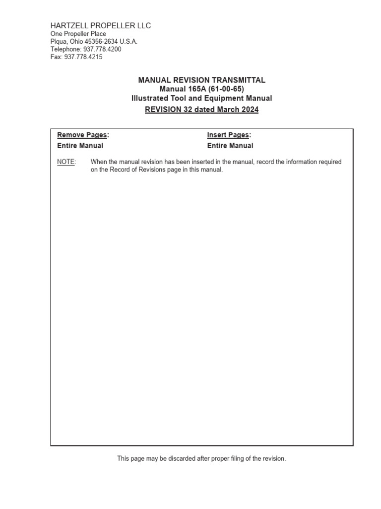 Hartzell Propeller LLC | PDF | Manufactured Goods | Tools
