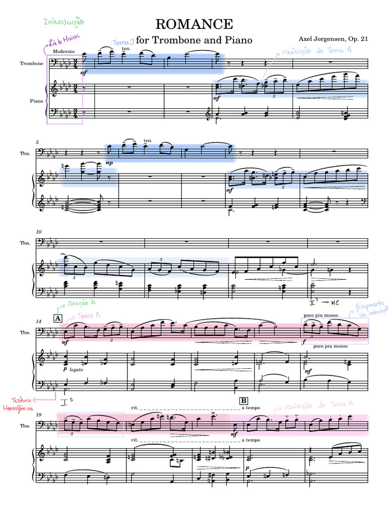Romance For Trombone and Piano Axel Jorgensen Op. 21 | Download Free PDF | Poetics | Rhythm And ...
