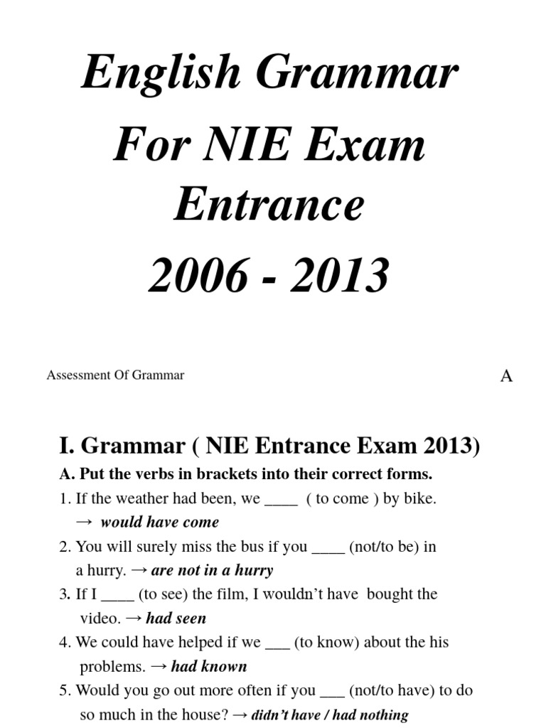 NIE Grammar | PDF
