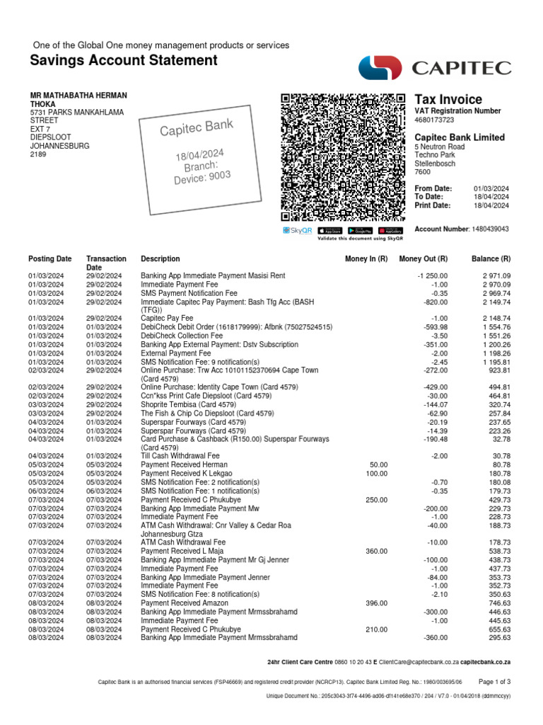Account Statement 1 Mar 2024 To 18 Apr 2024 | PDF | Stored Value Card | Credit Card