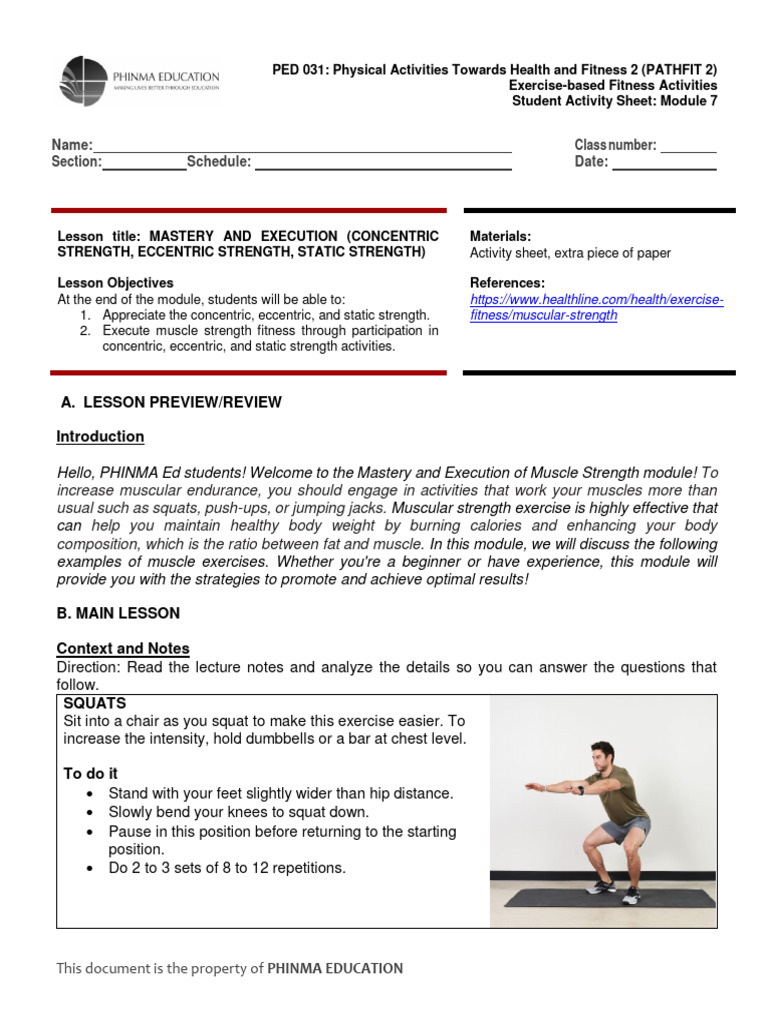 Ped 031 Sas Module 7 | PDF | Weight Training | Physical Fitness